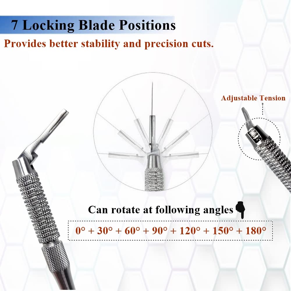 Scalpel Handle #3 Adjustable Stainless Steel Knife, With 180° Rotation Blade Holder Fits Blades No. 10, 11, 12, 15, 16 for Student & Biology Labs, DIY Crafts, Model Making, Repair Equipment