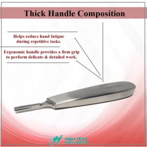 Scalpel Handle #8 Stainless Steel Knife, Blade Holder with Thick Handle Fits Blades No 60 for Precise Cutting, Student Educational-Use Biology Labs, DIY Crafts, Model Making, Repairs + More