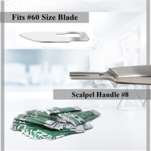 Scalpel Handle #8 Stainless Steel Knife, Blade Holder with Thick Handle Fits Blades No 60 for Precise Cutting, Student Educational-Use Biology Labs, DIY Crafts, Model Making, Repairs + More