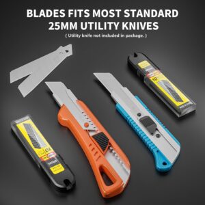 Decare 25mm SK5 Snap Off Blades, 60 Blades (420 segments) Multi Snap-Off Replacement Blades with Dispenser Fits Most 25mm Utility Knives Box Cutter