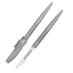 tenchilon ts476 small slim pocket scalpel knife, 10pcs #11 replaceable blades, 4.76 inches tc4 titanium handle