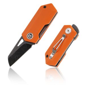 gvdv small pocket knife 1.57 inch blade, 9cr18mov stainless steel mini pocket knives & folding knives, front flipper edc knives for men women, orange