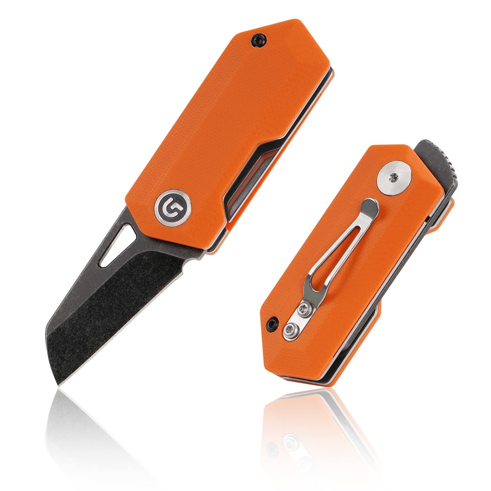 GVDV Small Pocket Knife 1.57 Inch Blade, 9Cr18Mov Stainless Steel Mini Pocket Knives & Folding Knives, Front Flipper EDC Knives for Men Women, Orange