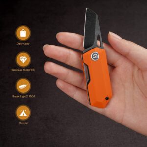 GVDV Small Pocket Knife 1.57 Inch Blade, 9Cr18Mov Stainless Steel Mini Pocket Knives & Folding Knives, Front Flipper EDC Knives for Men Women, Orange