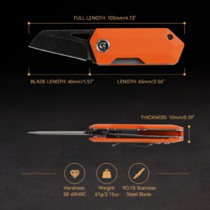 GVDV Small Pocket Knife 1.57 Inch Blade, 9Cr18Mov Stainless Steel Mini Pocket Knives & Folding Knives, Front Flipper EDC Knives for Men Women, Orange