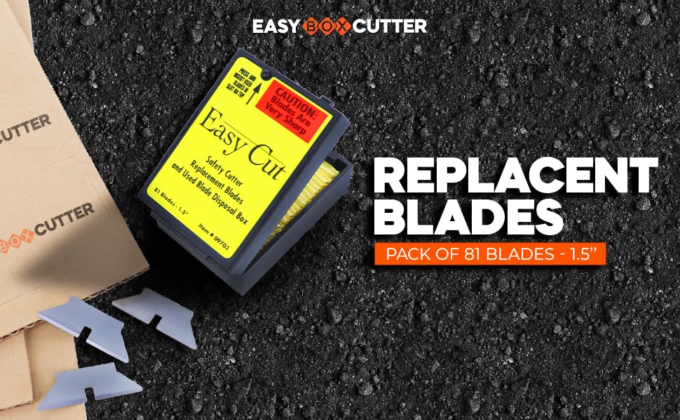 Easy Box Cutter Standard Replacement Blades, 81 Count - Utility Knife Blade, Box Cutter Blades, Standard, Premium Carbon Steel, Extended Durability