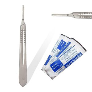 1 stainless steel scalpel knife handle #4 with 20 sterile scalpel blades #22 & #24 (pc brand)