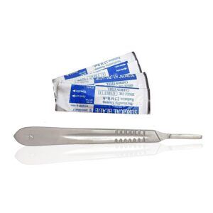 1 STAINLESS STEEL SCALPEL KNIFE HANDLE #4 WITH 20 STERILE SCALPEL BLADES #22 & #24 (PC BRAND)