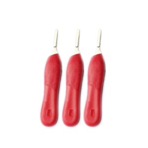 aaprotools lot of 3 scalpel handle #4, red plastic grip - fitting surgical blades #20 thru 24