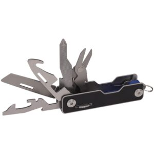 munkees 10-in-1 multi-purpose pocket tool with safety lock knives, rope cutter, bottle opener, screwdriver