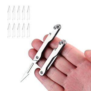 nbgdy small utility knife,edc pocket knife folding knife with 10 blades,ultralight keychain knife only 0.85oz.(kpq-1039)