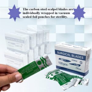 Box of 100 Scalpel Sterile Blades Carbon Steel Individually Foil Wrapped (Blade #25)