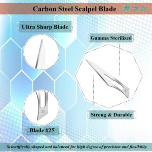 Box of 100 Scalpel Sterile Blades Carbon Steel Individually Foil Wrapped (Blade #25)