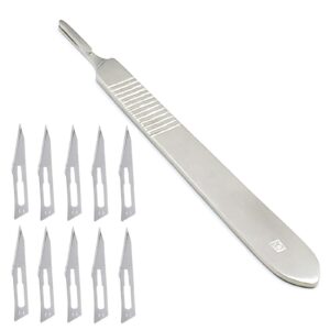 aaprotools surgi grade blades #11 10pcs sterile with #3 scalpel knife handle for biology lab anatomy, practicing cutting, medic student, sculpting, repairing