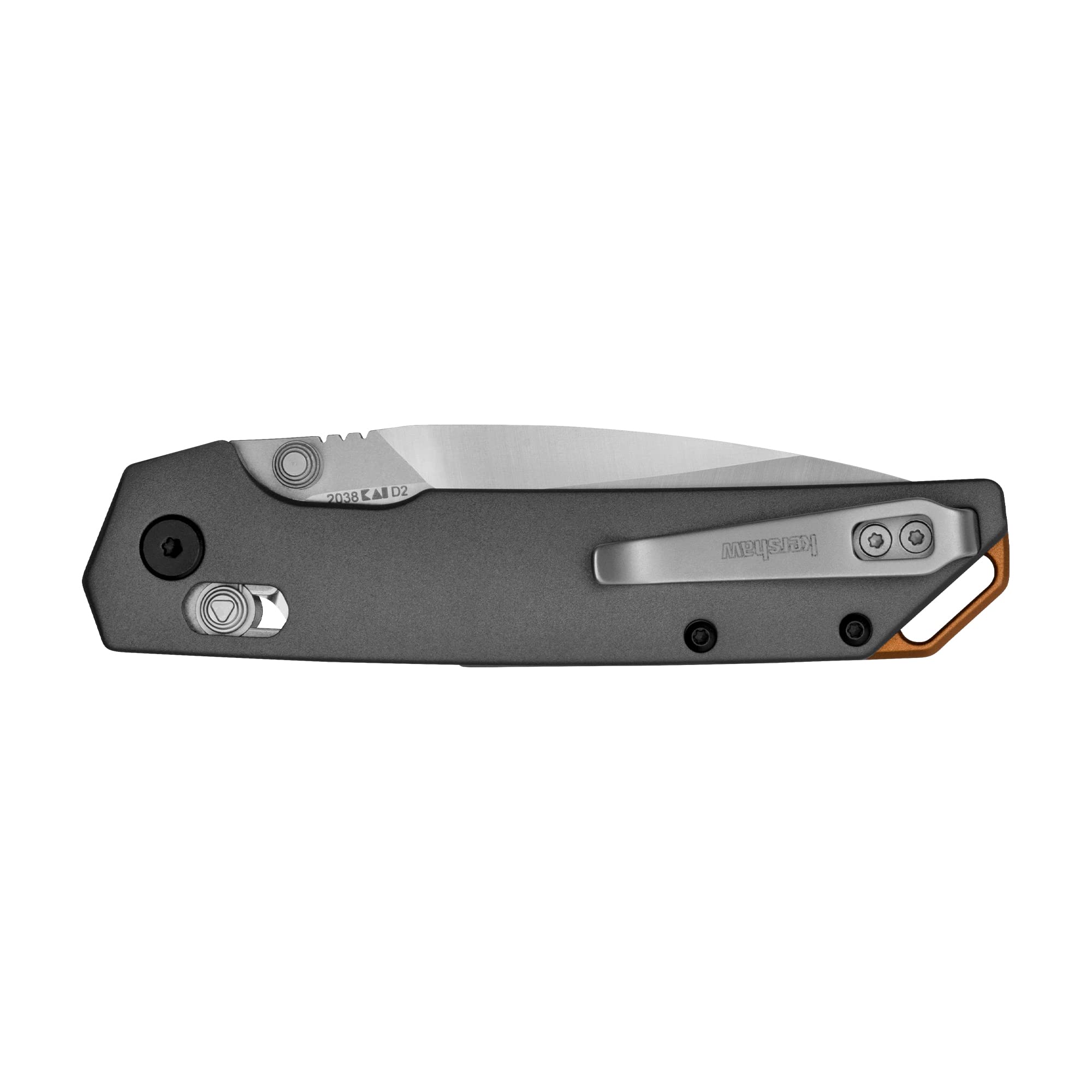 Kershaw Iridium Folding Pocket Knife, 3.4 inch D2 Steel Blade, DuraLock Locking Mechanism, Grey Aluminum Handle, Pocketclip