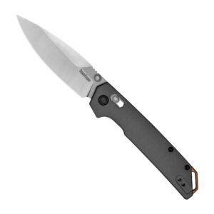 Kershaw Iridium Folding Pocket Knife, 3.4 inch D2 Steel Blade, DuraLock Locking Mechanism, Grey Aluminum Handle, Pocketclip