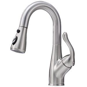 SOOSWEET Single Hole Bathroom Faucet with 3 Function Pull-out Sprayer, Brushed Nickel