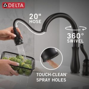 Delta Faucet Leland Pull Down Kitchen Faucet, Black Kitchen Faucets with Pull Down Sprayer, Kitchen Sink Faucet, Magnetic Docking Spray Head, 1.8 GPM Water Flow, Matte Black 978-BL-DST