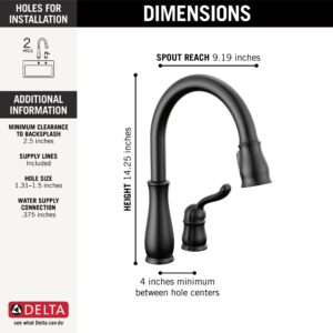 Delta Faucet Leland Pull Down Kitchen Faucet, Black Kitchen Faucets with Pull Down Sprayer, Kitchen Sink Faucet, Magnetic Docking Spray Head, 1.8 GPM Water Flow, Matte Black 978-BL-DST