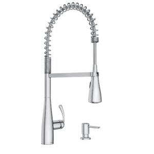 moen essie chrome one-handle high arc pulldown kitchen faucet, 87814