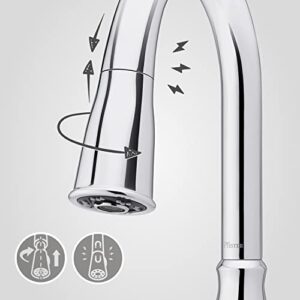 Pfister Rosslyn Kitchen Faucet with Pull Down Sprayer and Soap Dispenser, Single Handle, High Arc, Polished Chrome Finish, F5297RSSRC