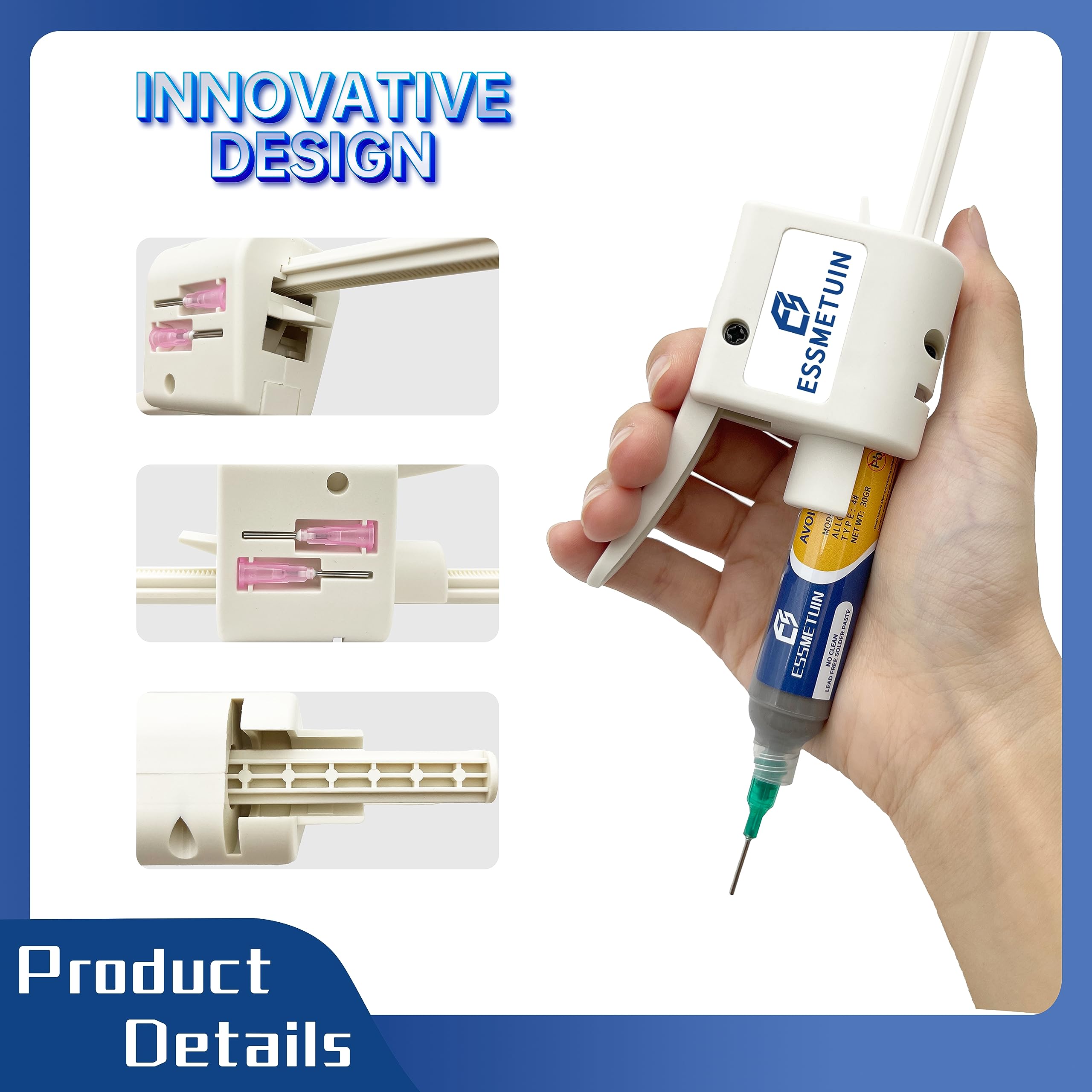 Solder Paste Glue Dispenser for 10cc Solder Paste Flux, Extruder for Syringe Solder Paste, (Single Glue Dispenser, Solder Flux Excluded)