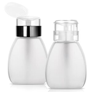 2 pack 250ml/8.3oz push down pump dispenser empty plastic lockable nail polish remover pumping bottle container with flip cap for nail polish makeup remover liquid alcohol