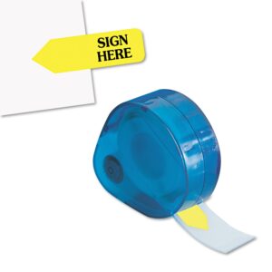 redi-tag sign here printed arrow dispenser flags, 120 flags per dispenser, 1-3/4 x 9/16 inches, yellow (81014)