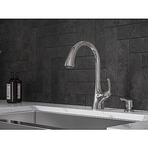 Pfister Masey Kitchen Faucet with Pull Down Sprayer and Soap Dispenser, Single Handle, High Arc, Polished Chrome Finish, F5297MCC