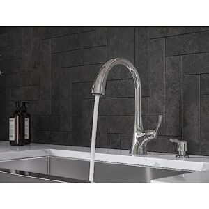 Pfister Masey Kitchen Faucet with Pull Down Sprayer and Soap Dispenser, Single Handle, High Arc, Polished Chrome Finish, F5297MCC