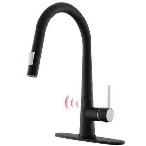 gimili touchless black kitchen faucet with pull down sprayer, high arc single handle motion sensor smart activated hands-free kitchen sink faucet