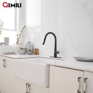 GIMILI Touchless Black Kitchen Faucet with Pull Down Sprayer, High Arc Single Handle Motion Sensor Smart Activated Hands-Free Kitchen Sink Faucet