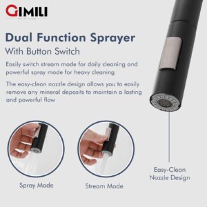 GIMILI Touchless Black Kitchen Faucet with Pull Down Sprayer, High Arc Single Handle Motion Sensor Smart Activated Hands-Free Kitchen Sink Faucet