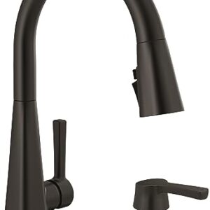 Delta Faucet Lenta Pull Down Kitchen Faucet Black, Soap Dispenser Included, Kitchen Sink Faucet, Faucet for Kitchen Sink with Magnetic Docking Spray Head, Matte Black 19802Z-BL-DST