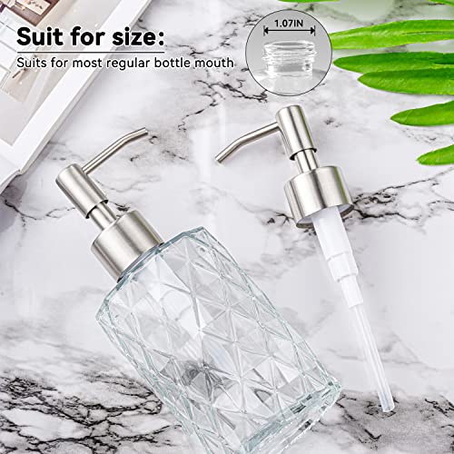 Easy-Tang Silver Soap Dispenser Pump Replacement 304 Rust Proof Stainless Steel Soap Pump Head for Regular Mouth Bottle (2 Packs)