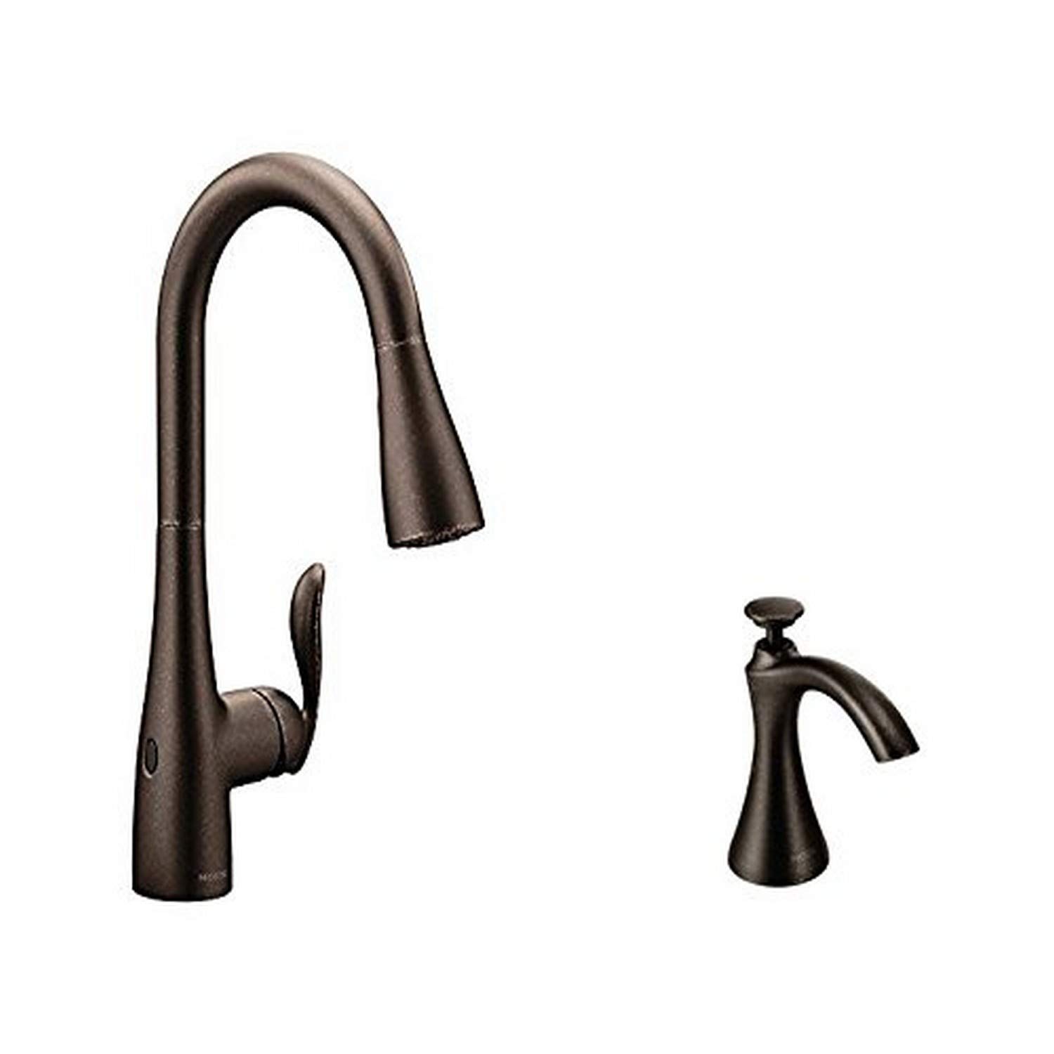 Moen 7594EWORB Arbor Motionsense Wave Touchless One-Handle High Arc Pulldown Kitchen Faucet Featuring Reflex, Oil Rubbed Bronze with Kitchen Soap and Lotion Dispenser