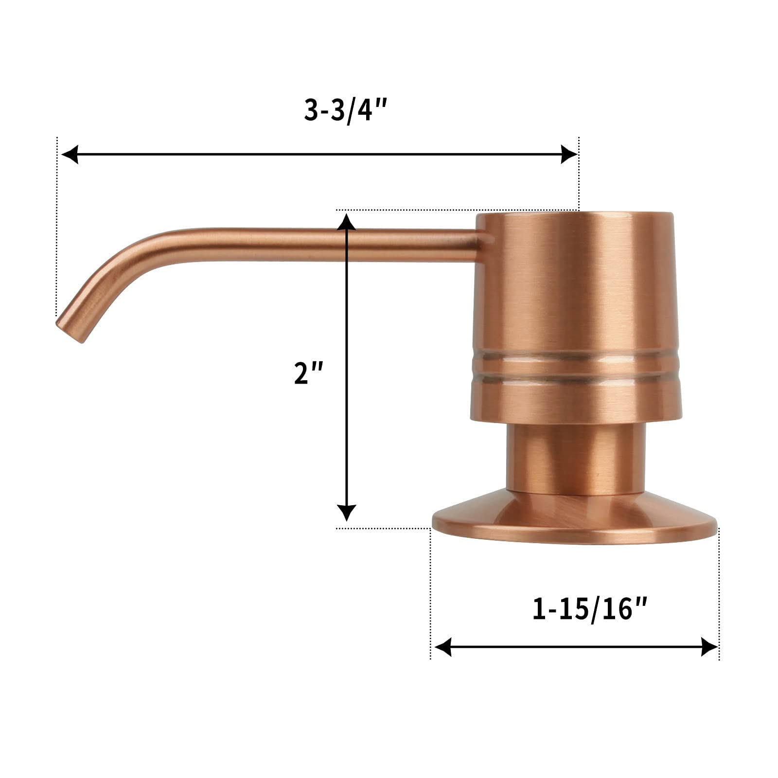 Copper Kitchen Faucet with Soap Dispenser, Single Handle Solid Brass High Arc Pull Down Sprayer Head Kitchen Sink Faucets with Deck Plate OH566