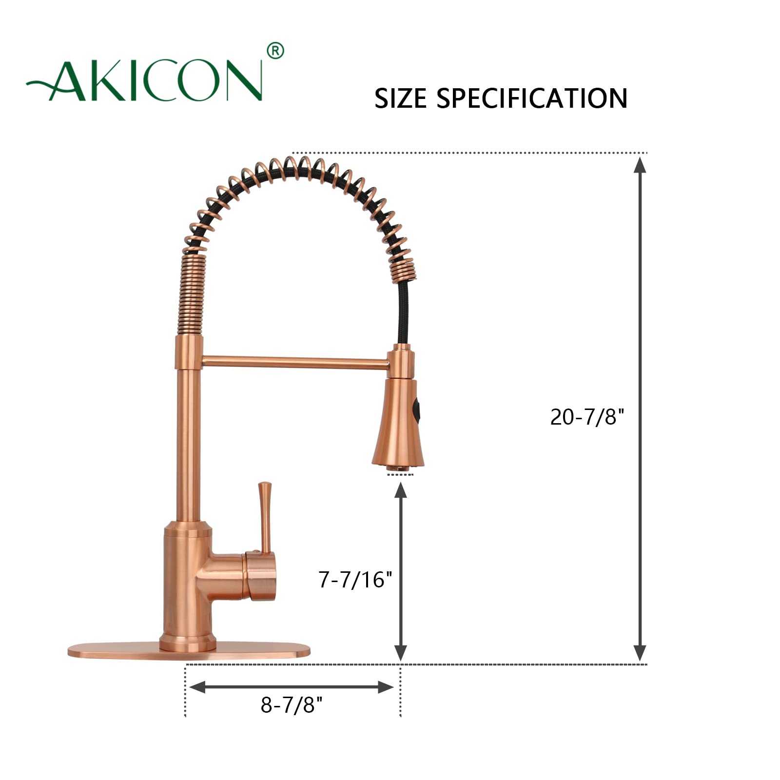 Copper Kitchen Faucet with Soap Dispenser, Single Handle Solid Brass High Arc Pull Down Sprayer Head Kitchen Sink Faucets with Deck Plate OH566