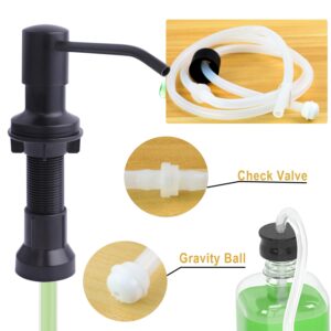 Kitchen Sink Soap Dispenser Matte Black with 47" Extension Tube Kit and 17 Oz Soap Bottle, Dish Sink Hand Soap Dispenser Pump Replacement