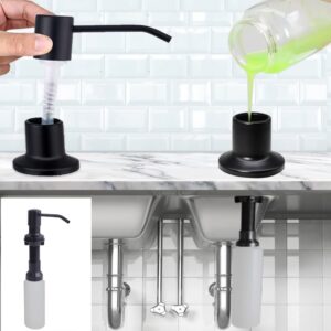 Kitchen Sink Soap Dispenser Matte Black with 47" Extension Tube Kit and 17 Oz Soap Bottle, Dish Sink Hand Soap Dispenser Pump Replacement