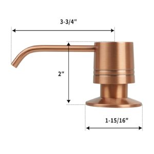 Copper Kitchen Faucet with Soap Dispenser, Single Handle Solid Brass High Arc Pull Down Sprayer Head Kitchen Sink Faucets with Deck Plate