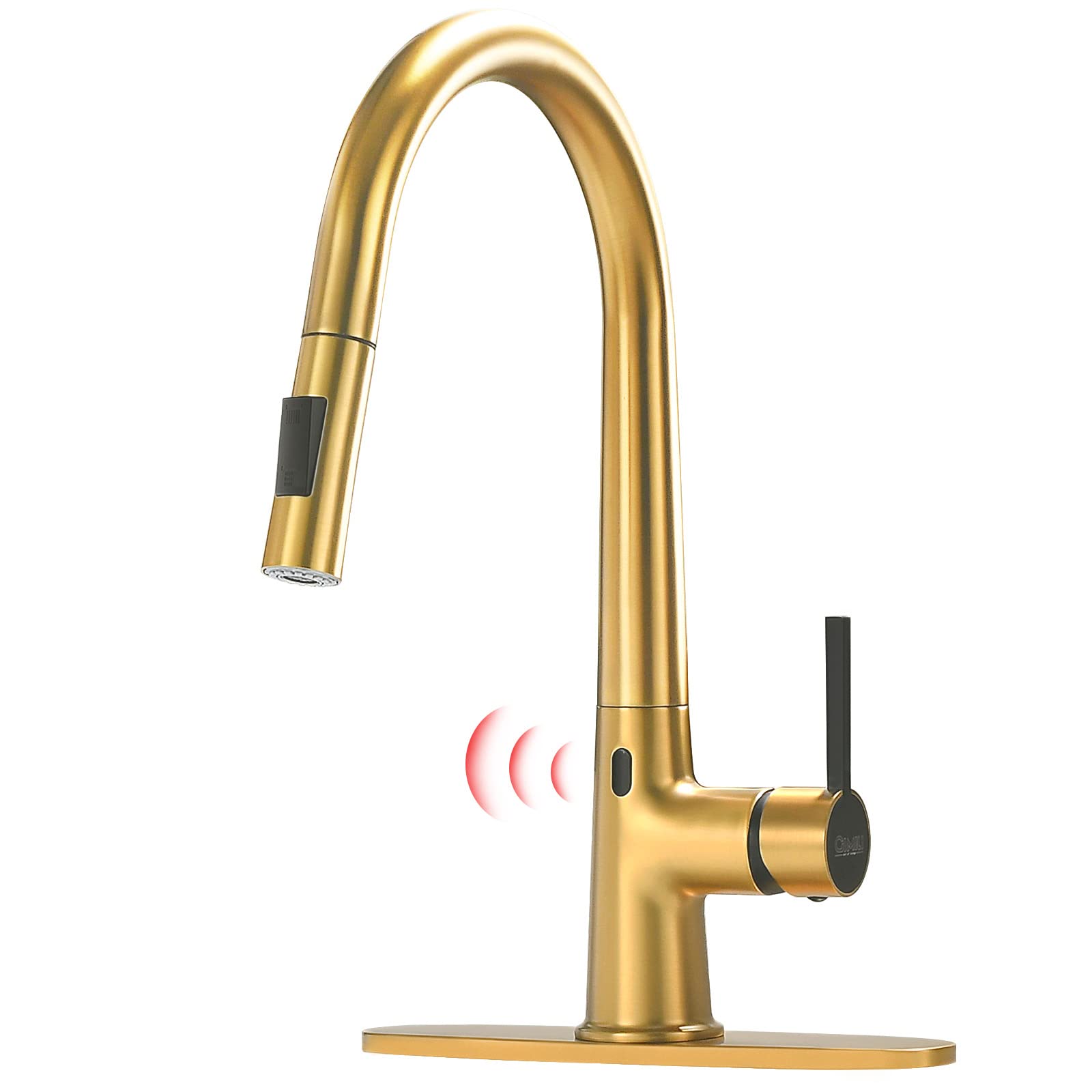 GIMILI Gold Touchless Kitchen Faucet with Pull Down Sprayer, High Arc Single Handle Motion Sensor Smart Activated Hands-Free Kitchen Sink Faucet