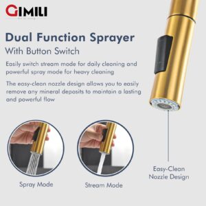 GIMILI Gold Touchless Kitchen Faucet with Pull Down Sprayer, High Arc Single Handle Motion Sensor Smart Activated Hands-Free Kitchen Sink Faucet