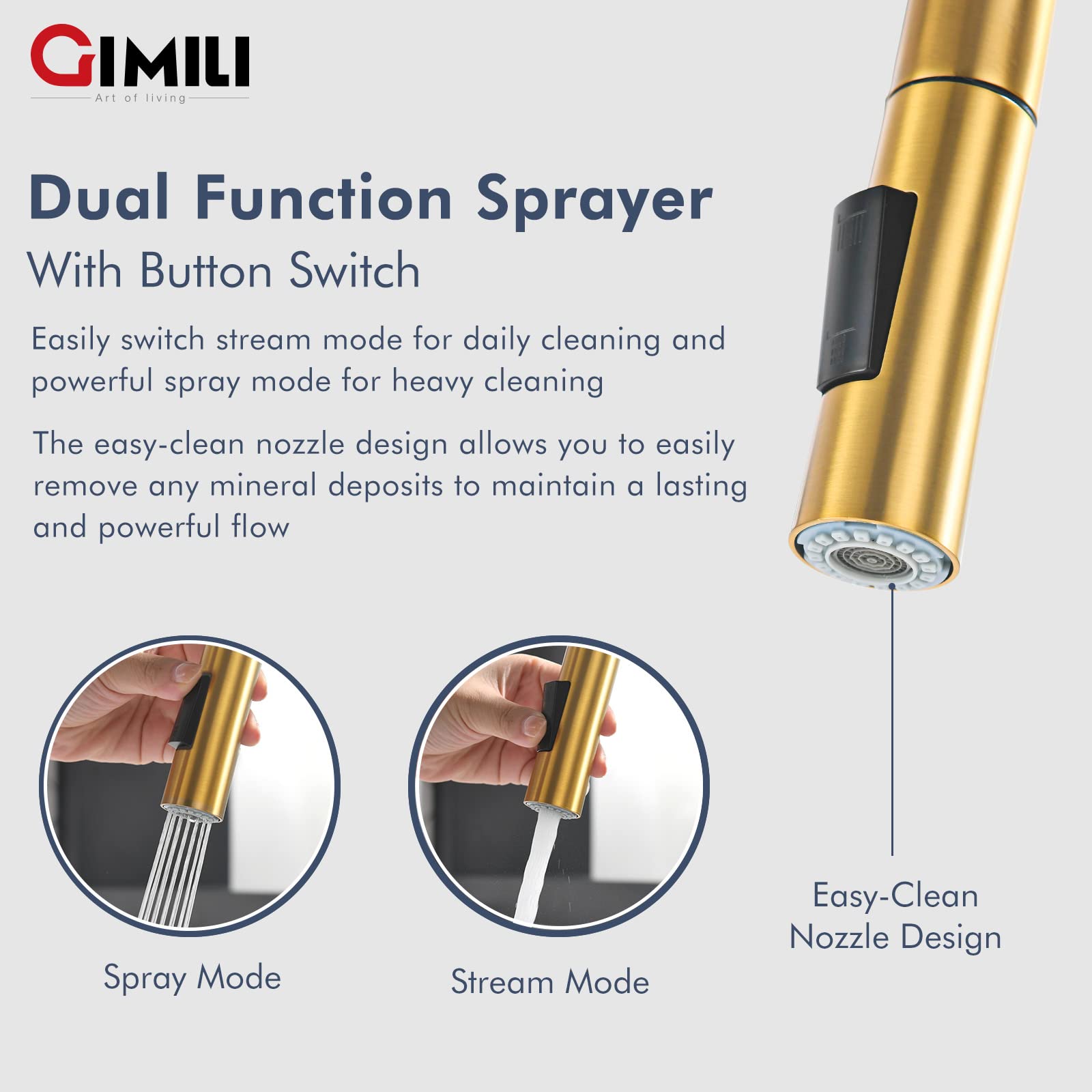 GIMILI Gold Touchless Kitchen Faucet with Pull Down Sprayer, High Arc Single Handle Motion Sensor Smart Activated Hands-Free Kitchen Sink Faucet