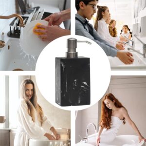 Suanti Soap Dispenser, Black Marble Style Soap Dispenser with Brushed Nickel Pump,Refillable Liquid Square Decorative Soap Dispenser for Hand Soap,Dishwashing Liquid and Hand Lotion (15 Oz)