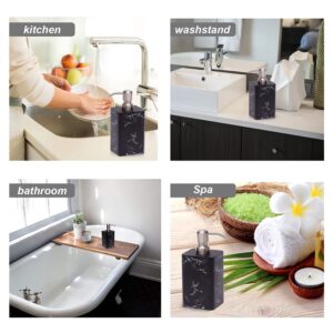 Suanti Soap Dispenser, Black Marble Style Soap Dispenser with Brushed Nickel Pump,Refillable Liquid Square Decorative Soap Dispenser for Hand Soap,Dishwashing Liquid and Hand Lotion (15 Oz)