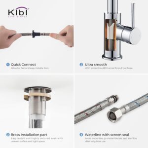 KIBI Casa Single Handle Pull Down Faucet for Kitchen Sink | Solid Brass High Arc Faucet Spout | Kitchen Faucet with Pull Down Sprayer (Chrome) (KKF2002) (Soap Dispenser included)