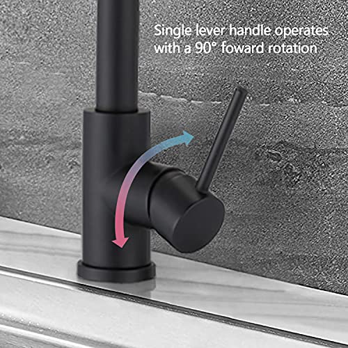 Cesicia Kitchen Faucet Set,Kitchen Sink Faucets with Pull Down Sprayer and Soap Dispenser,High Arc Tall Modern Single Handle Stainless Steel with 2 Modes,Matte Black