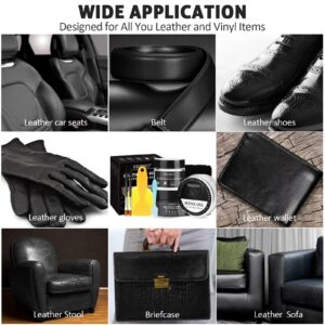 Black Leather Recoloring Balm, Leather & Vinyl Repair Kit with Mink Oil & Leather Filler for Leather Scratch Peeling, Fading Shoes, Vinyl Furniture, Car Leather, Sofa