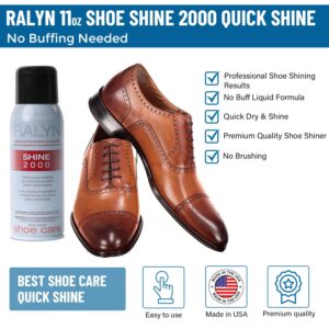 Ralyn 11oz Shoe Shine 2000 Quick Shine - No Buffing Needed- Leather Polish For Shoes, Bags, Furniture, Wallets, Purses - Liquid Shoe Polish for Shoe Shine Care and Quick Shine